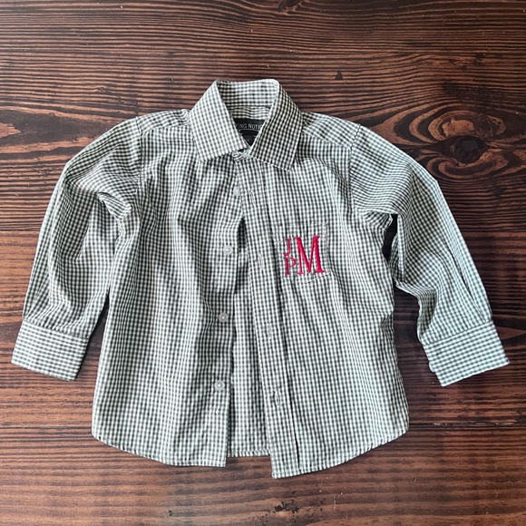 Shirts & Tops | Euc Jpm Monogram Green Plaid Shirt 3t | Poshmark